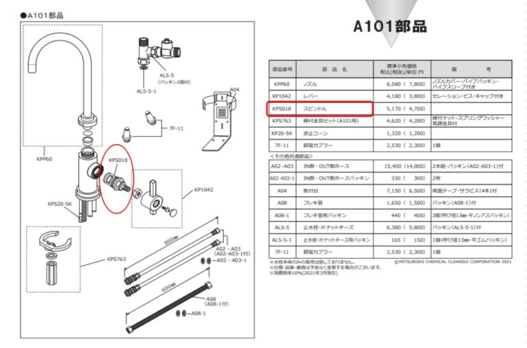 クリンスイA101浄水器用水栓の水漏れ【簡単10分】DIYスピンドル交換修理 KVK KPS018 ～すすむDIY - susumu-DIY